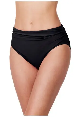 GOTTEX Shirred Mid-rise Swim Bottom - Black