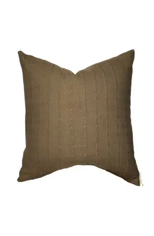 LINEN & JAMES Graham | Woven Stripe Pillow Cover - Cedar Brown