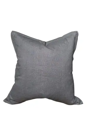 LINEN & JAMES Ethan | Flange Natural Linen Pillow Cover - Charcoal Gray