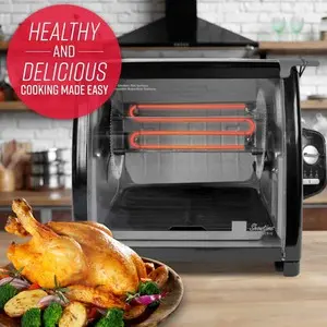 RONCO Modern Rotisserie Oven, Large Capacity Countertop Oven, Multi-purpose Basket For Versatile Cooking - Black
