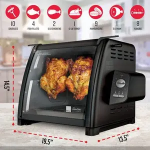 RONCO Modern Rotisserie Oven, Large Capacity Countertop Oven, Multi-purpose Basket For Versatile Cooking - Black