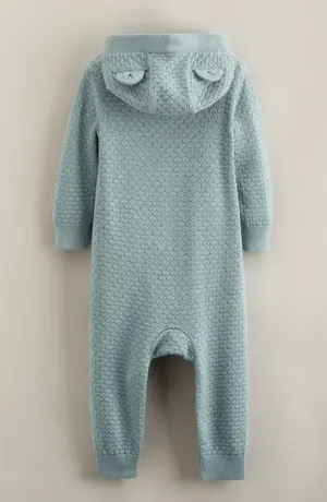 Nordstrom Pointelle Sweater Romper With Hood - Teal Mist