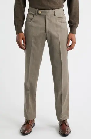 Zanella Parker Stretch Wool Trousers - Khaki