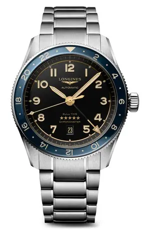 LONGINES Spirit Zulu Time Automatic Bracelet Watch - Anthracite