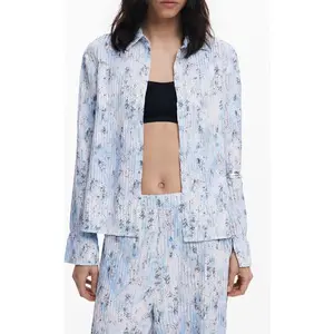 Desigual Abstract Print Plissé Button-up Shirt