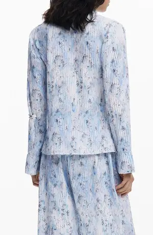 Desigual Abstract Print Plissé Button-up Shirt