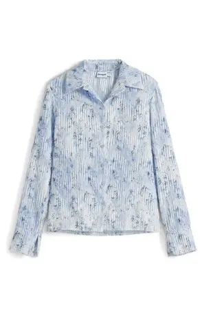 Desigual Abstract Print Plissé Button-up Shirt