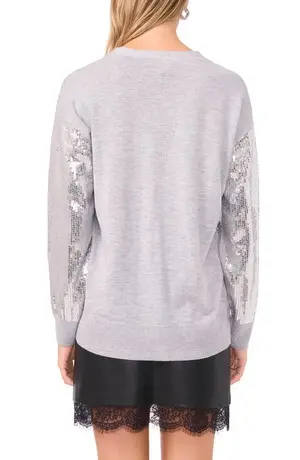 Vince Camuto Sequin Cardigan - Light Heather Grey