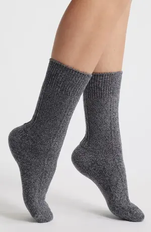 Nordstrom Cable Crew Socks - Charcoal Heather