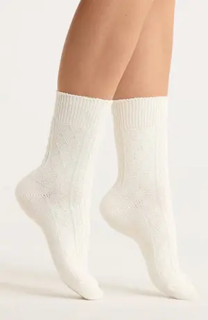 Nordstrom Cable Crew Socks Ivory