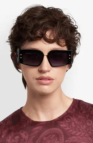 Etro Blossom 54mm Rectangular Sunglasses - Black/dark Grey Sf