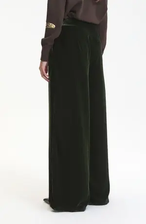 Deluc Daisy Velvet Wide Leg Pants - Basil Green