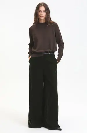 Deluc Daisy Velvet Wide Leg Pants - Basil Green