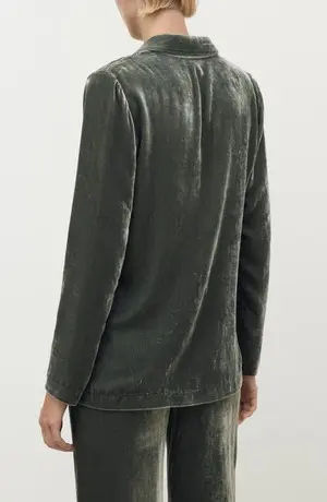 Mango Velvet Button-up Shirt - Green