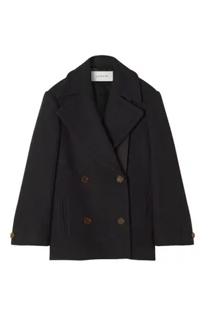LANVIN Wool Double-breasted Pea Coat - Anthracite