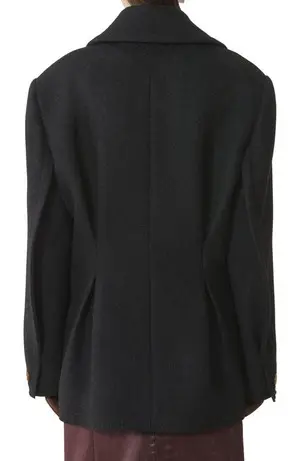 LANVIN Wool Double-breasted Pea Coat - Anthracite
