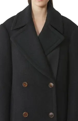 LANVIN Wool Double-breasted Pea Coat - Anthracite