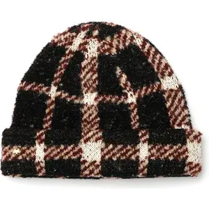 Kate Spade New York Plaid Patterned Beanie - Black