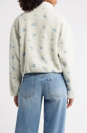 HAPPY CAMP3R Embroidered Fleece Half-zip Pullover - Soft Gray