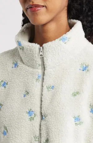 HAPPY CAMP3R Embroidered Fleece Half-zip Pullover - Soft Gray