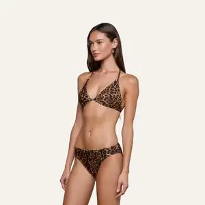 L'Agence Annabelle Triangle Bikini Top - Brown Multi Patch Leopard