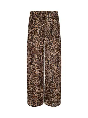 L'Agence Geraldine Cover-up Pants - Brown Multi Patch Leopard