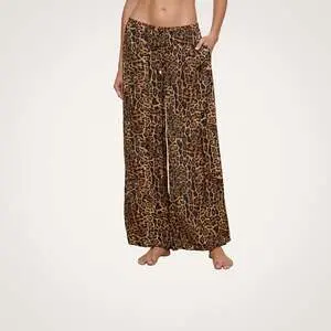 L'Agence Geraldine Cover-up Pants - Brown Multi Patch Leopard