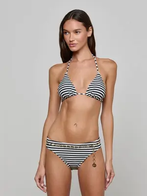 L'Agence Nicole Bikini Bottom - Black/white Stripe