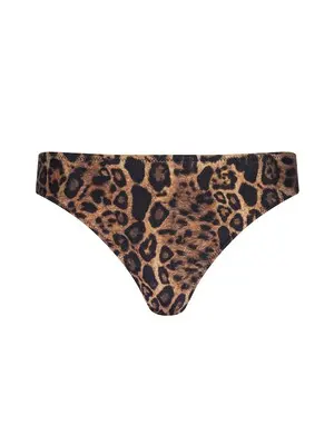 L'Agence Nicole Bikini Bottom - Brown Multi Patch Leopard