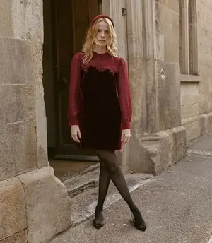 DÔEN Madelynne Velvet Shift Dress - Vino Rosso