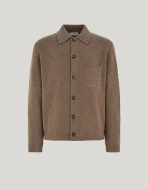 Canali Hazelnut Wool-cashmere Overshirt