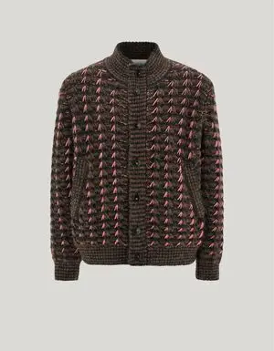 Canali Patterned Alpaca And Wool Blend Cardigan