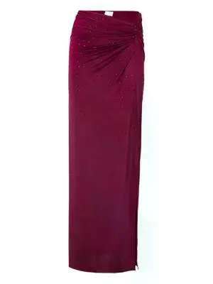 Andamane Zohra Crystal Draped Maxi Skirt - Red