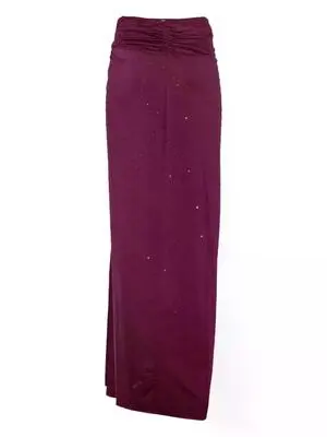 Andamane Zohra Crystal Draped Maxi Skirt - Red
