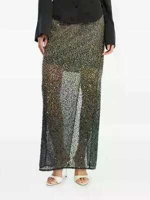 ROTATE BY BIRGER CHRISTENSEN Beaded Maxi Skirt - Black