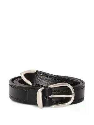 ALBERTO LUTI Perforated Leather Belt - Black