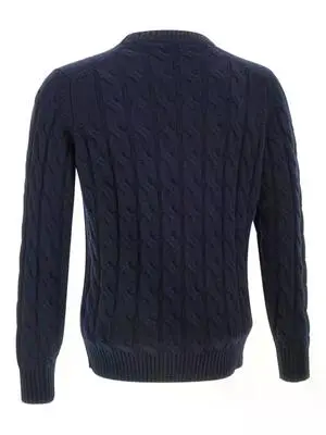 KANGRA Cable Knit Crew-neck Sweater - Blue