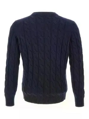 KANGRA Cable Knit Crew-neck Sweater - Blue