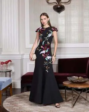Mac Duggal Floral Sequin Embellished Trumpet Gown