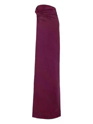 Andamane Zohra Crystal Draped Maxi Skirt - Red