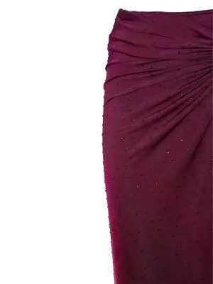 Andamane Zohra Crystal Draped Maxi Skirt - Red