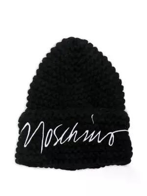 Moschino Logo-embroidered Beanie - Black