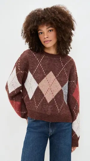 Moon River Argyle Pattern Knit Sweater