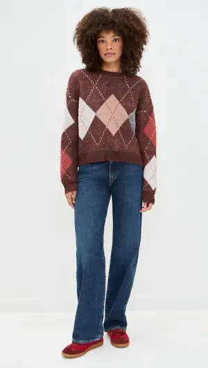 Moon River Argyle Pattern Knit Sweater