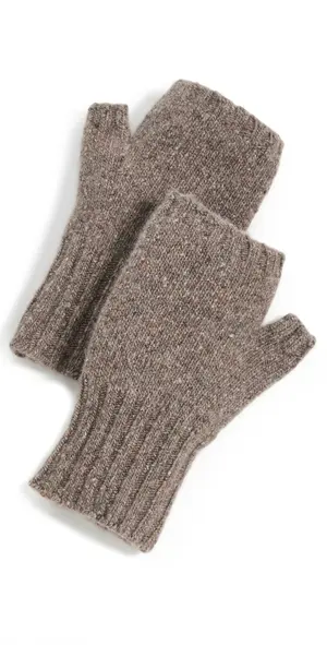 Vince Donegal Cashmere Knit Hand Warmers - Heather Mocha