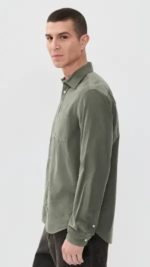 Onia Micro Corduroy Long Sleeve Button Down