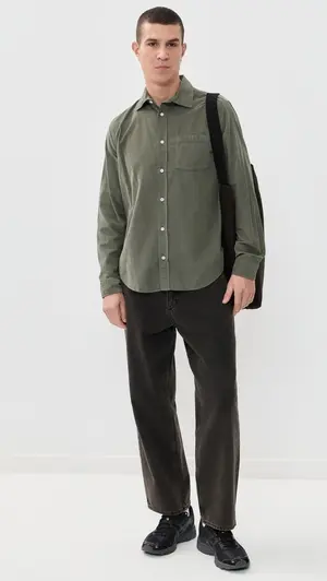 Onia Micro Corduroy Long Sleeve Button Down