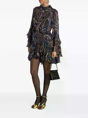 Etro Ruffled Paisley Mini Dress