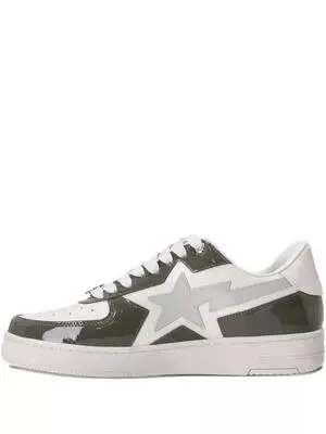 A BATHING APE Sta Logo-patch Leather Sneakers - Grey