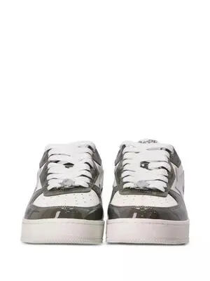 A BATHING APE Sta Logo-patch Leather Sneakers - Grey